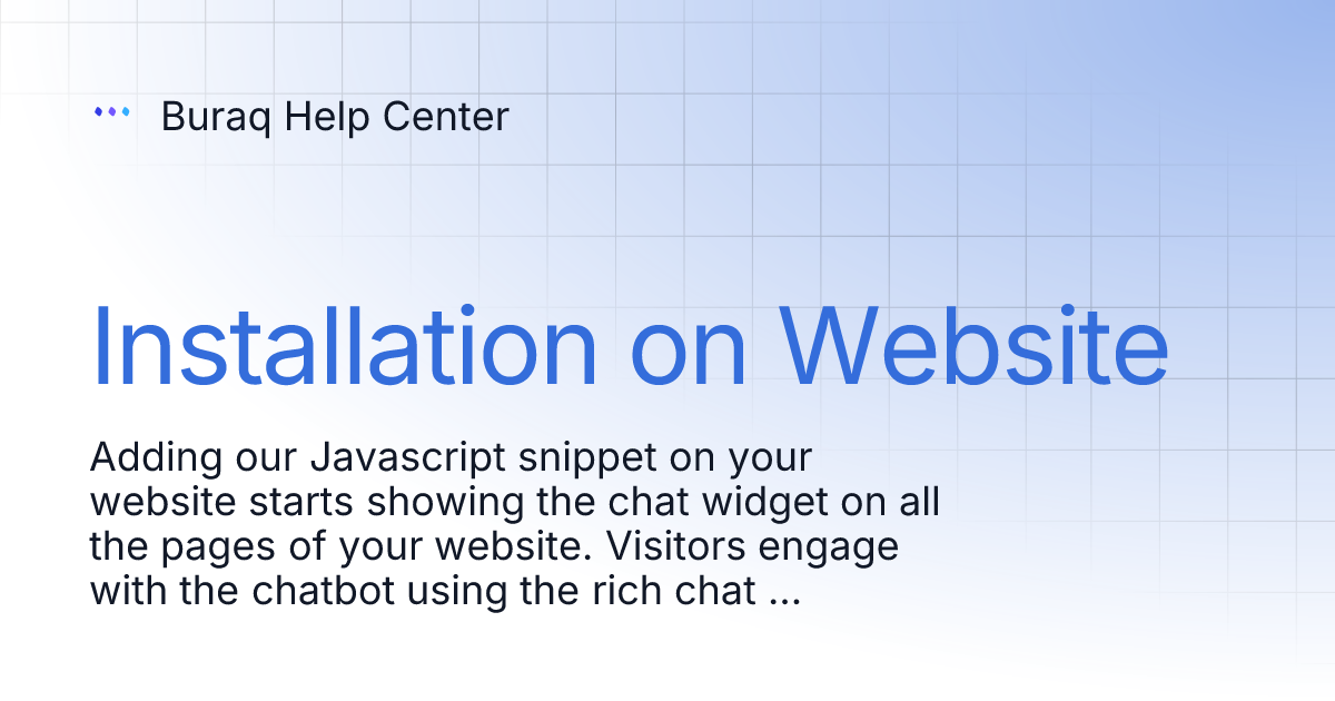 Installation on Website | Buraq Help Center