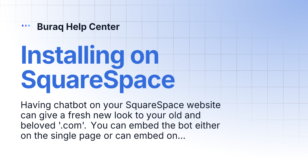 Installing on SquareSpace | Buraq Help Center