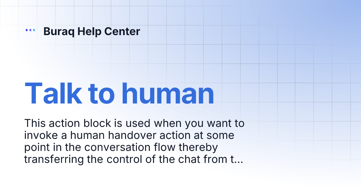 Talk to human | Buraq Help Center